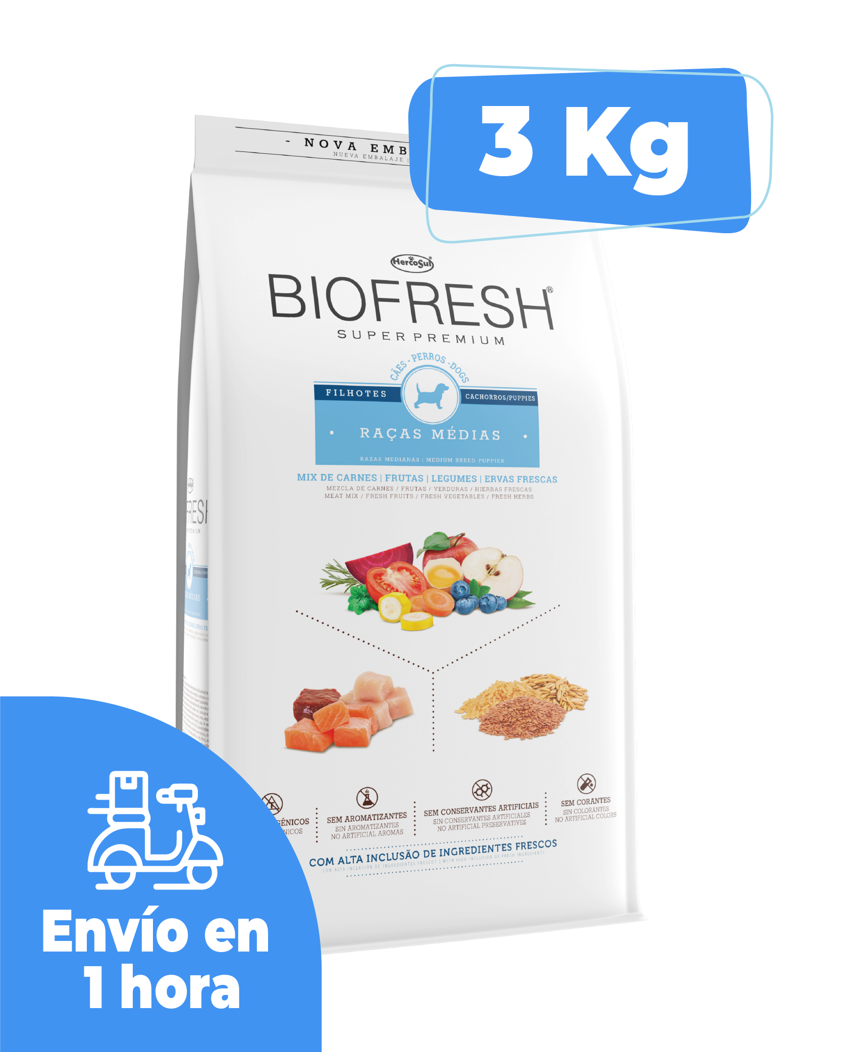 Biofresh Perro Cachorro Raza Mediano – 3 Kg ENVÍOS YA – VLM